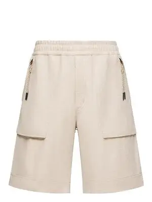 Moncler Cotton Linen Blend Shorts - Gray-beige