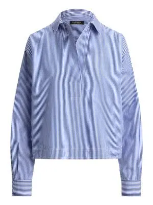 RALPH LAUREN Ralph Lauren Striped V-Neck Shirt With Button Cuffs