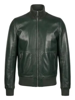 Gucci Leather Bomber Jacket - Green