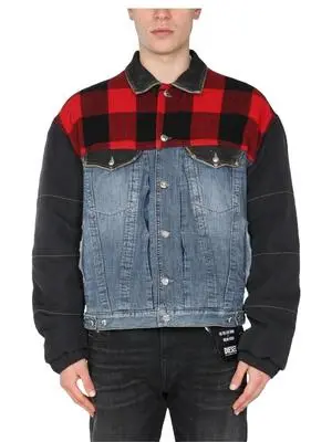DIESEL® Plaid & Denim Jacket - Black