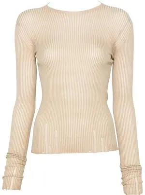 UMA WANG Crew Neck Knitwear With Ribbed Trim - No