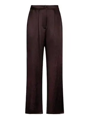 Liu Jo Pleated Effect Satin Wide-leg Trousers - Black