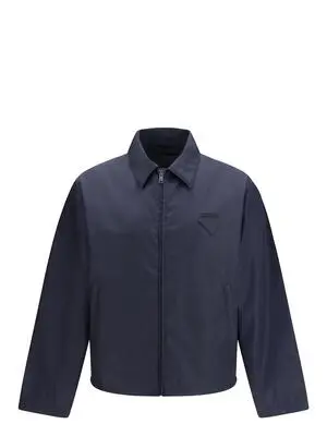 Prada Triangle Patch Zipped Jacket - Blue