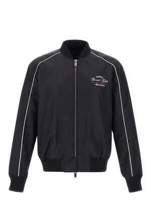 Iceberg Zip Up Bomber Jacket With Logo - Black