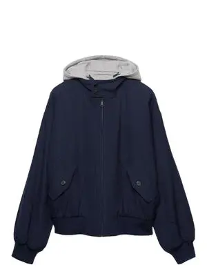 Prada Hooded Wool Jacket - Navy Blue