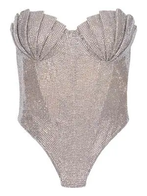 Giuseppe Di Morabito Rhinestone Bustier Top - Gray