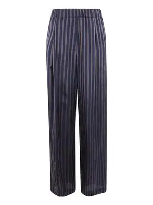 Dries Van Noten Pila Wide Leg Trousers - Navy