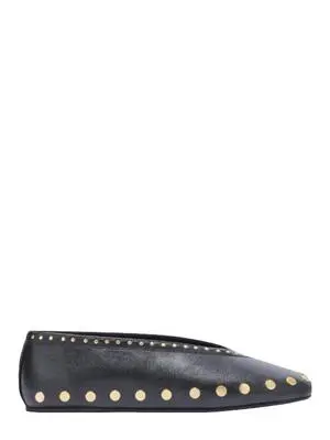 GANNI Jenny Ballerina Flat With Stud Embellishments - Black