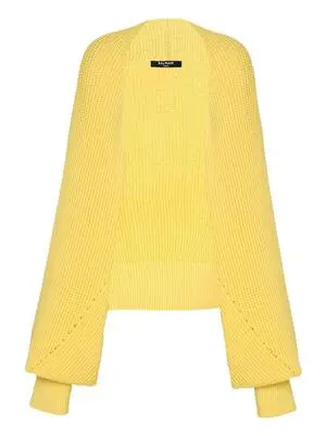 Balmain Ribbed Knit Bolero Cardigan - Yellow