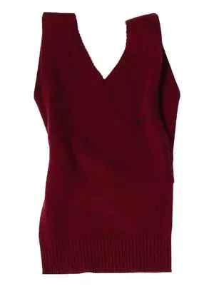 Miu Miu Cashmere Knit Vest - Amaranth Red/corn Yellow