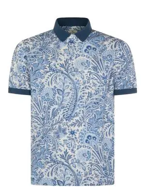 Etro Paisley-printed Short Sleeved Polo Shirt - Blue