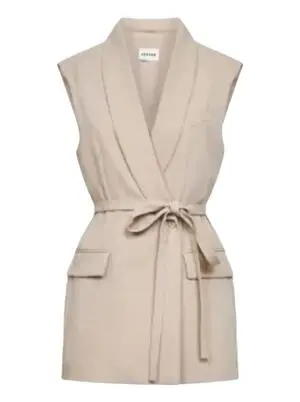 P.a.r.o.s.h Sleeveless Belted Top With Shawl Collar - Nude