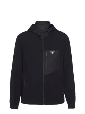 Prada Logo Plaque Zip-up Hoodie - Black
