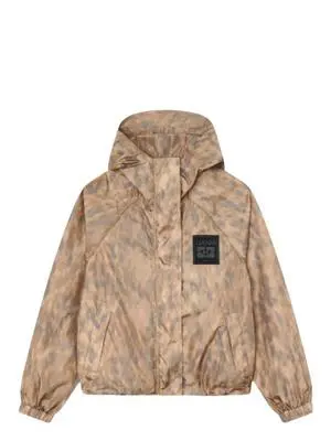 GANNI Printed Nylon Flyweight Jacket With Hood - No