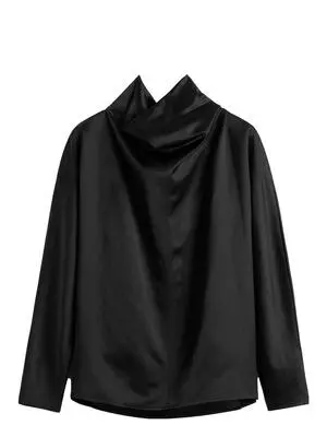TOTEME High Neck Draped Top - Black
