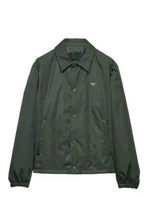 Prada Triangle-logo Button-up Coat - Black