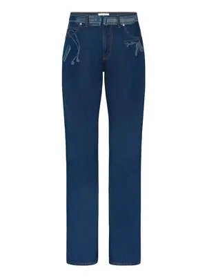 JEAN PAUL GAULTIER Printed Denim Jeans - Blue