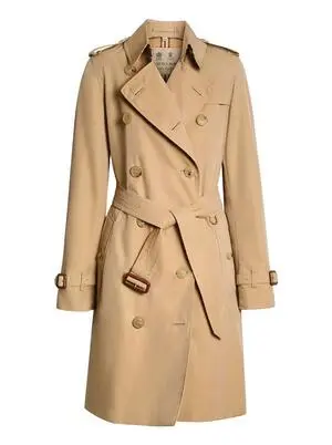 Burberry Button Detailed Kensington Trench Coat - Honey-colored