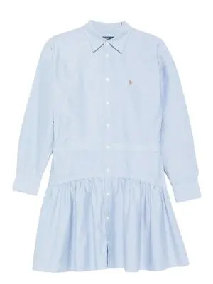 Polo Ralph Lauren Ruffled Hem Shirt Dress - Blue