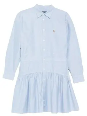 Polo Ralph Lauren Ruffled Hem Shirt Dress - Blue