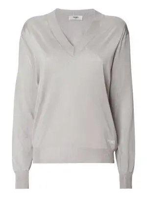 Fendi Long-sleeve V-neck Sweater - Grey