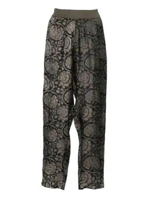 UMA WANG Elastic Waistband Printed Casual Pants - Black