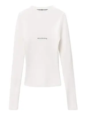 Alexander Wang Logo Ribbed Long Sleeve T-shirt - White