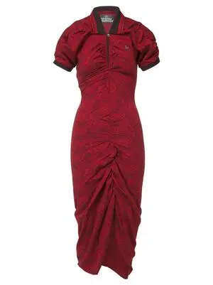 VIVIENNE WESTWOOD Vivienne Westwood Ruched Orb Embroidered Midi Dress Doodle Ball
