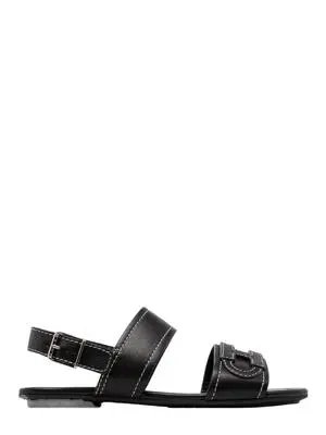Hogan H-logo Flat Sandals - Black