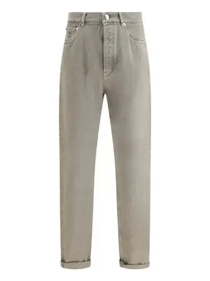 Brunello Cucinelli Brunello Cucinelli Garment-Dyed Iconic Fit Five-Pocket Trousers Gray
