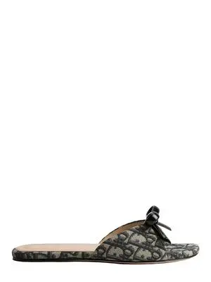Dior Bow Detail Open Toe Slides - Dark Blue