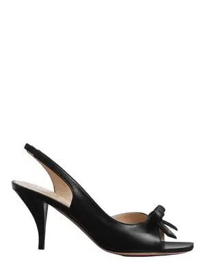 Dior Bow Heeled Slingback Sandal - Black