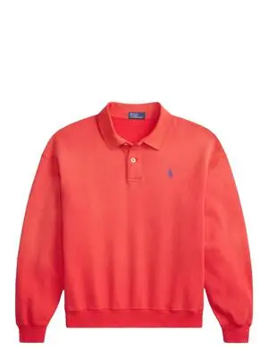 Polo Ralph Lauren Logo Embroidered Long Sleeve Polo Shirt - Red