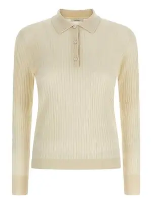 Max Mara Max Mara Ribbed Knitted Polo Shirt With Turn-Down Collar No