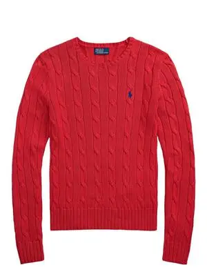 Polo Ralph Lauren Polo Ralph Lauren Cable Knit Crewneck Pullover Deep Orangey Red