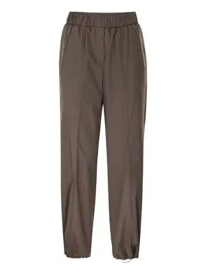 Peserico Elasticated Waistband Stretch Sateen Trousers - Brown