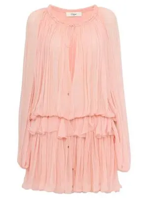 Chloé Cape Mini Dress - Rose Brown