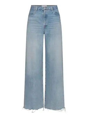 FRAME Collegiate Wide-leg Jeans With Frayed Hem - Gray