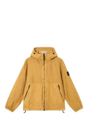 Stone Island Hooded Zip-up Jacket With Drawstring Hem - Mustard