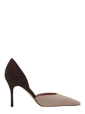 Manolo Blahnik Suede D'orsay Pumps - Light Beige And Brown