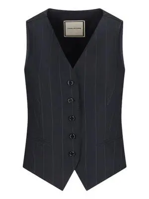 Tagliatore Gracie Pinstriped Vest - Black