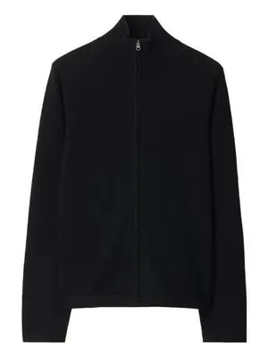 Burberry Cashmere Stand Collar Knitted Cardigan - Black