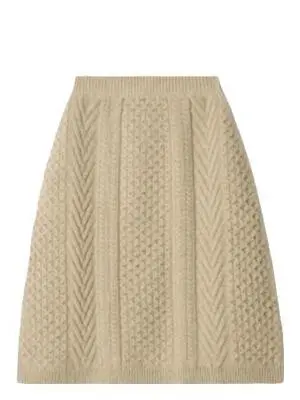 Burberry Aran Knit Wool Skirt - Beige Blend