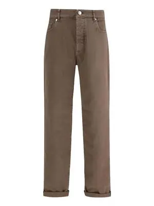 Brunello Cucinelli Logo Patch Straight-leg Jeans - Brown