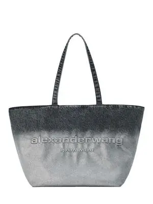 Alexander Wang Large Denim Tote Bag - Light Gray/imitation Silver