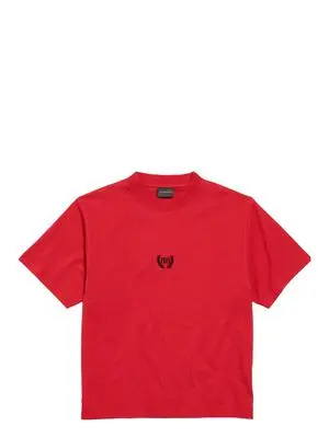 Balenciaga Laurel Embroidered Cotton T-shirt - Red
