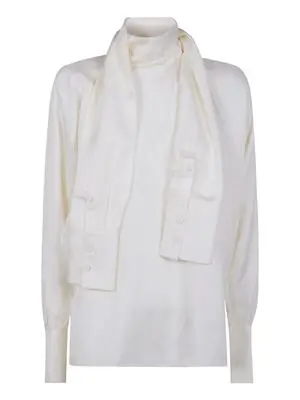 RÓHE Róhe Silk Long Sleeve Blouse White