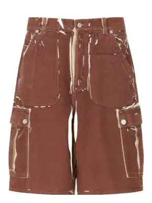 Marni Wide-leg Cargo Shorts With Screen-printed Detail - Brown