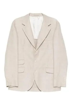 Brunello Cucinelli Hopsack Deconstructed Cavallo Blazer - White