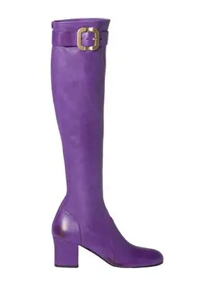 Miu Miu Nappa Leather Over-the-knee Boots With Buckle Detail - Purple